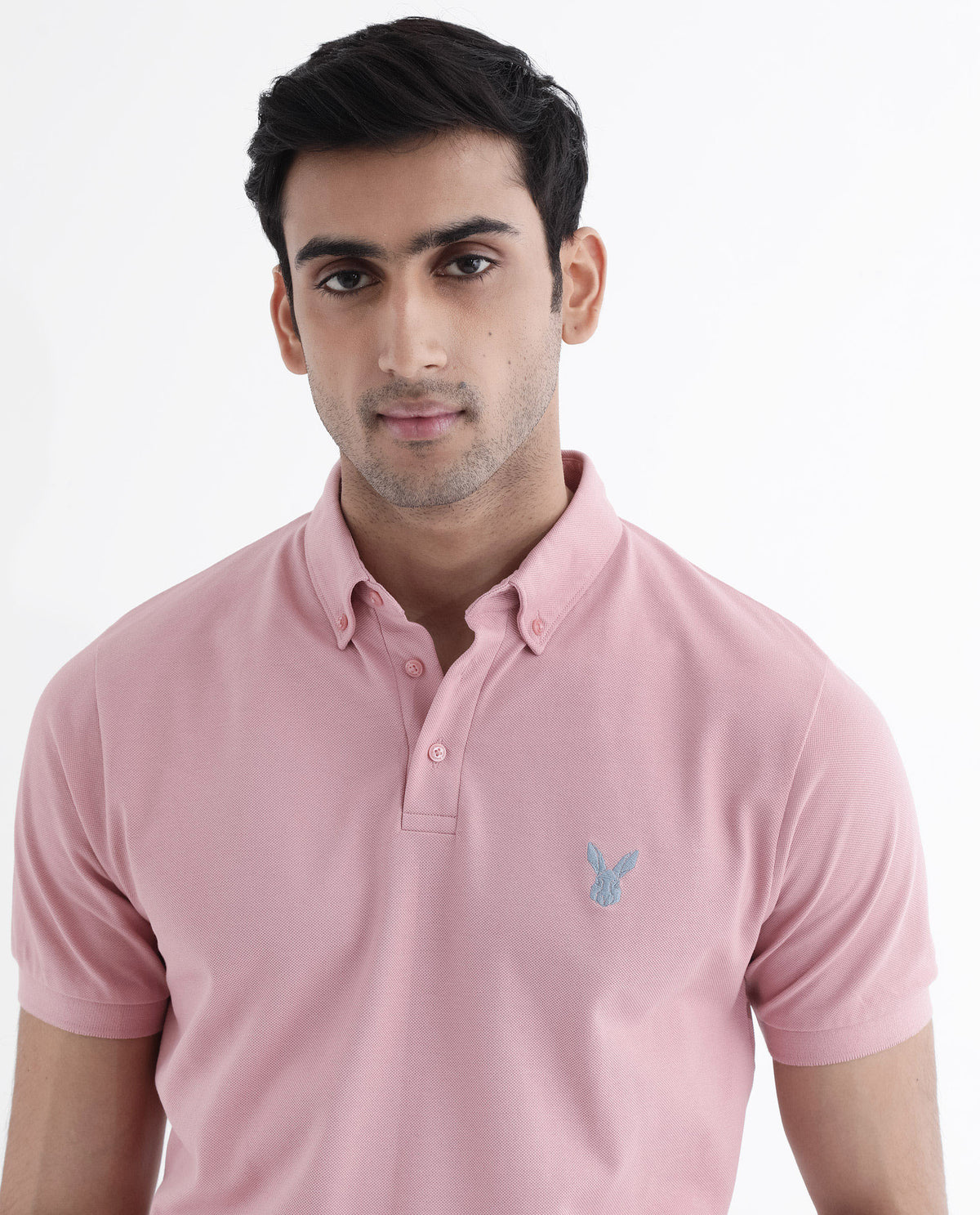 Rare Rabbit Men's Face Light Pink Cotton Fabric Short Sleeves Button D