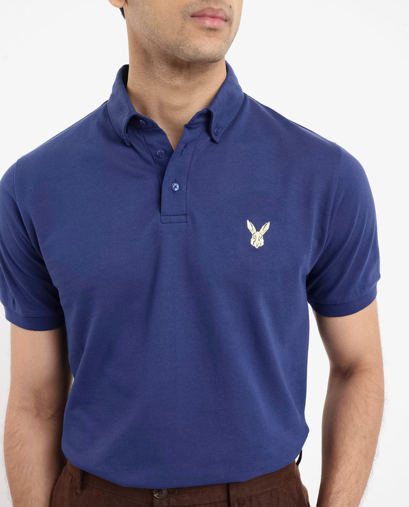 Rare Rabbit Men's Face Blue Cotton Fabric Short Sleeves Button Down Co