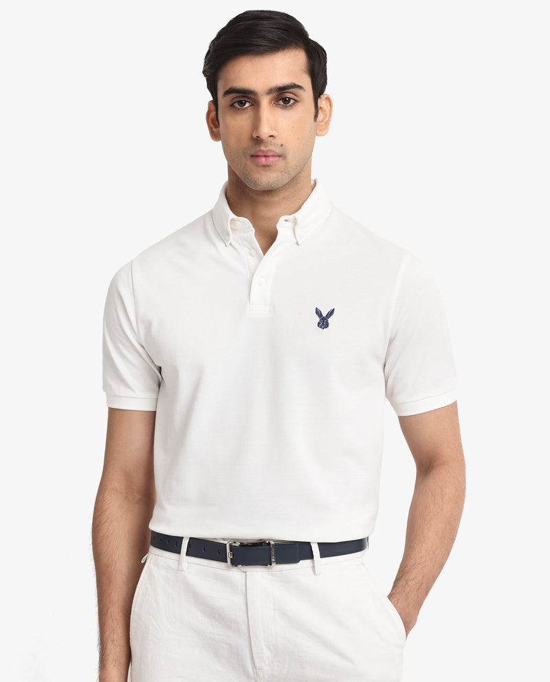 Rare Rabbit Men's Face White Cotton Fabric Short Sleeves Button Down C