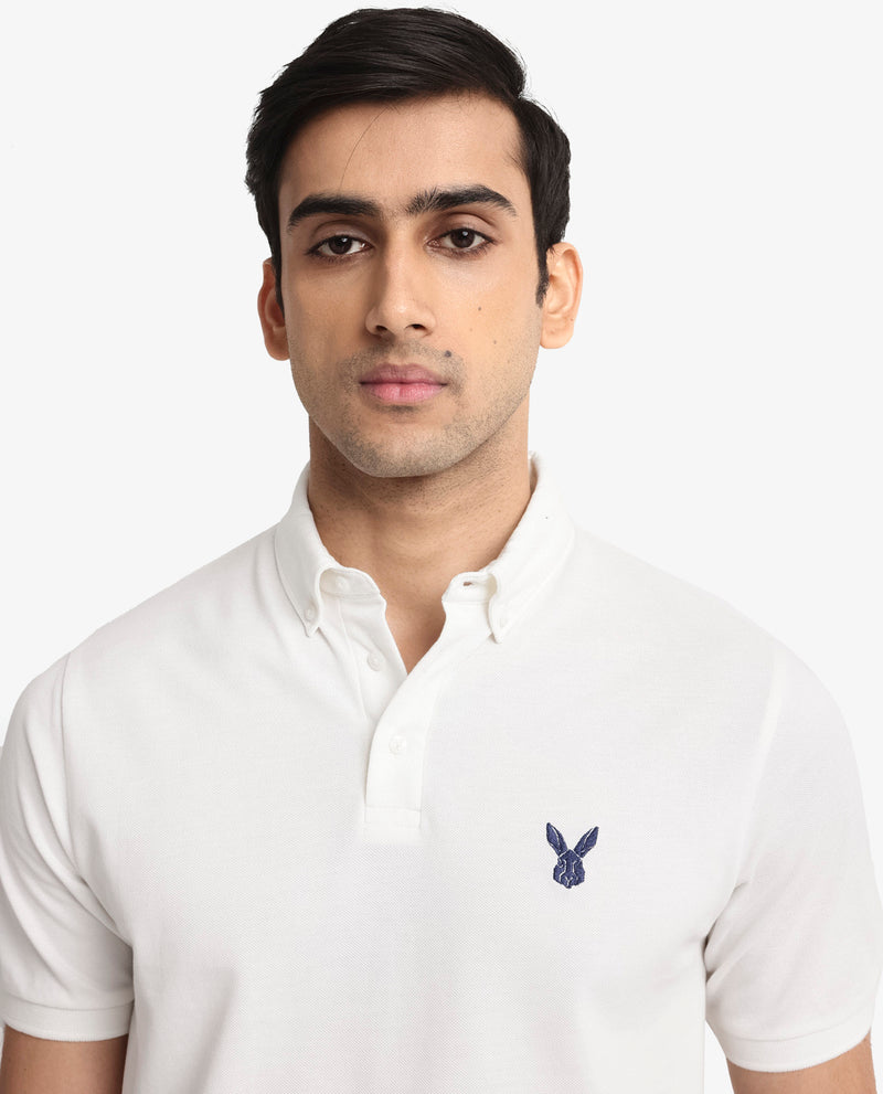 Rare Rabbit Men's Face White Cotton Fabric Short Sleeves Button Down C