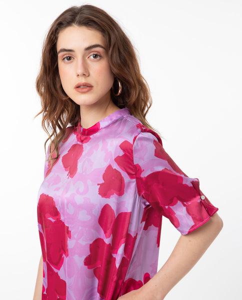 Rareism Women's Fasan Light Purple Polyester Fabric Short Sleeves Zip ...