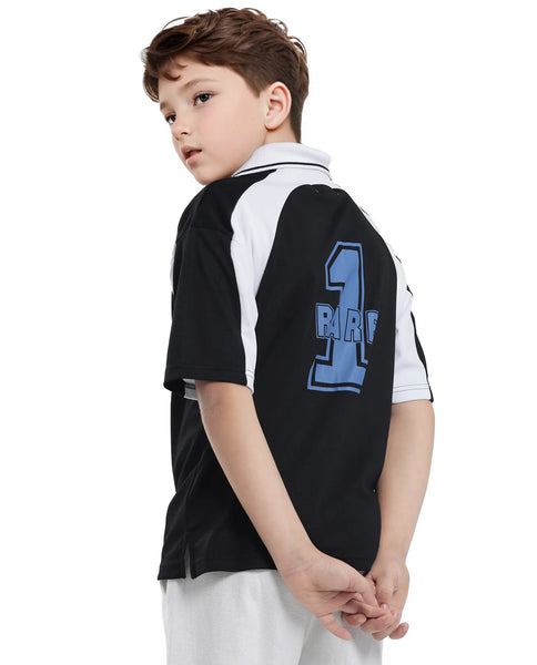 Rare Ones Kids Faze Black Cotton Blend Half Sleeve Printed Boxy Fit Po