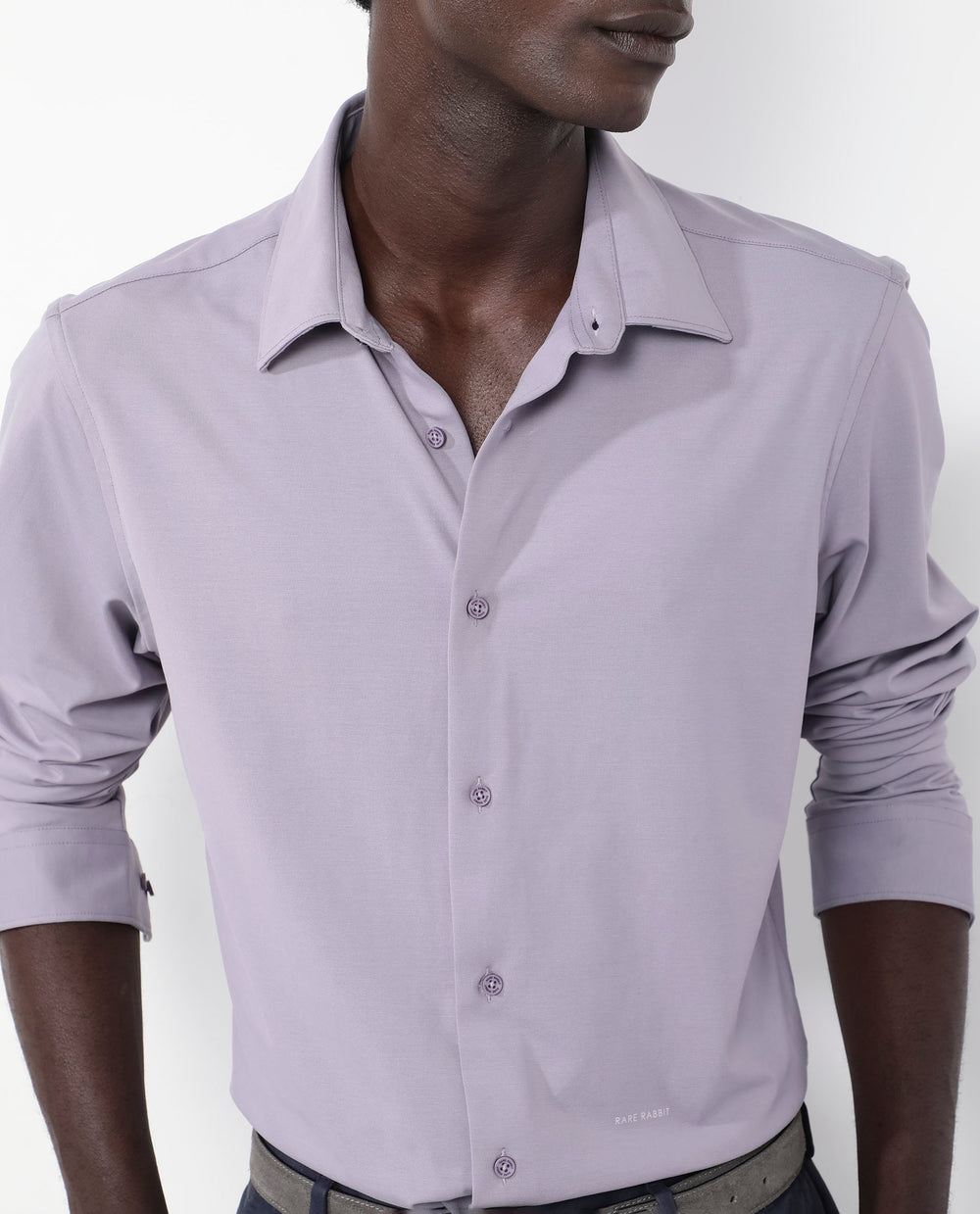Rare Rabbit Men's Flyknit Dusky Purple Cotton Polyester Fabric Full Sl