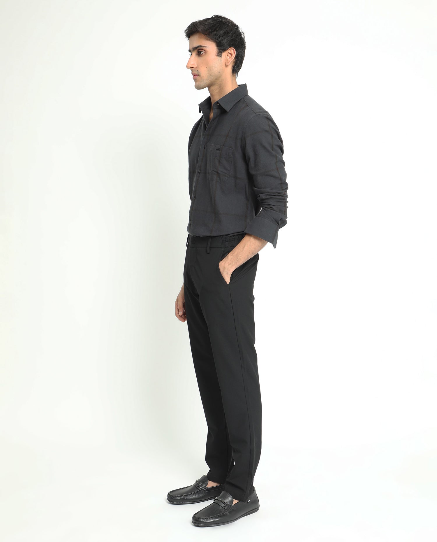 RARE RABBIT MEN'S GARETH PETROL SHIRT COTTON FABRIC COLLARED NECK FULL