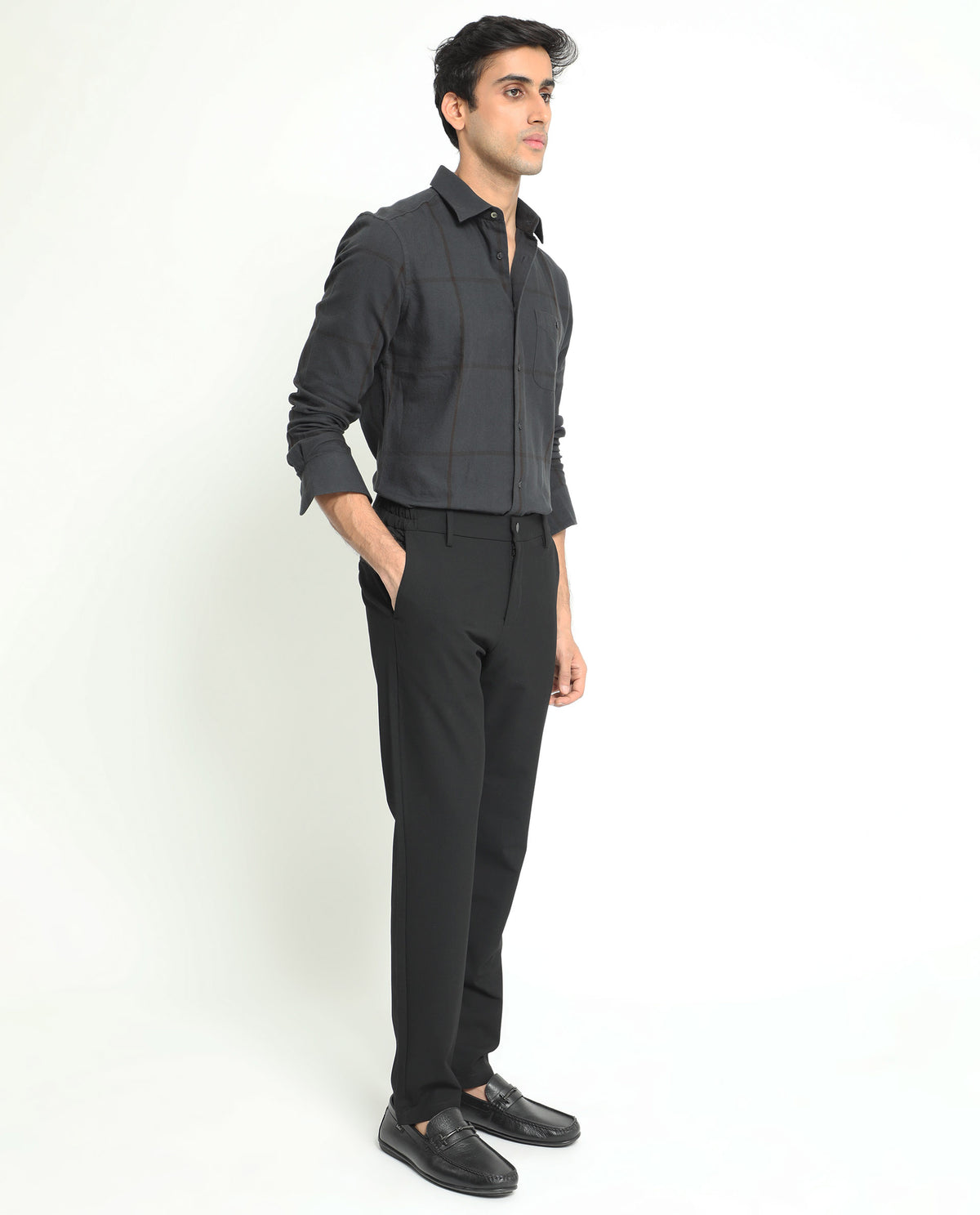 RARE RABBIT MEN'S GARETH PETROL SHIRT COTTON FABRIC COLLARED NECK FULL