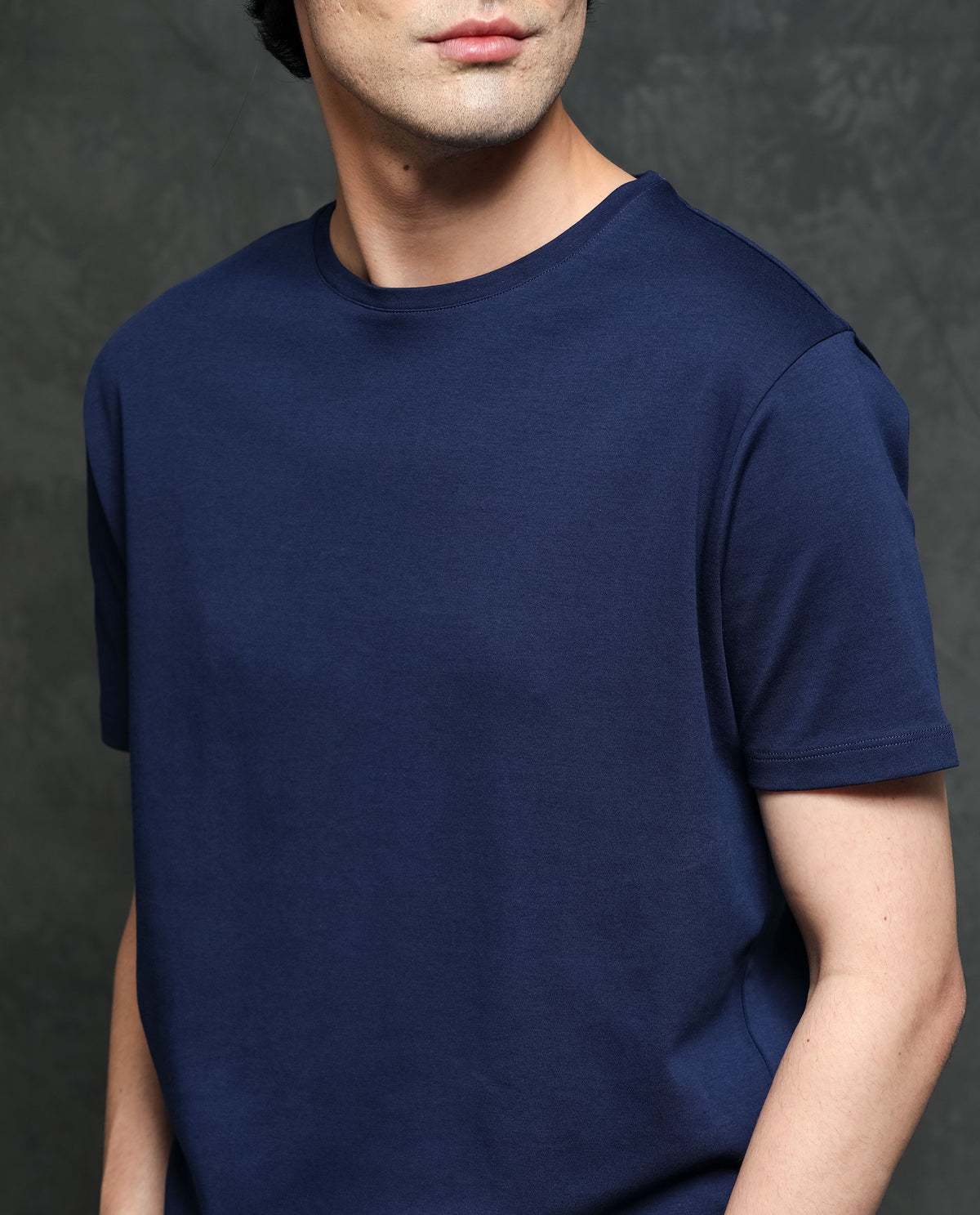 Rare Rabbit Men's Gis-1 Navy Cotton Fabric Crew Neck Half Sleeves Regu