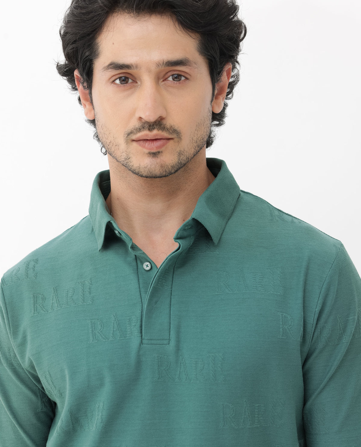 Rare Rabbit Mens Gesset-2 Dusky Green Short Sleeve Jacquard Textured S