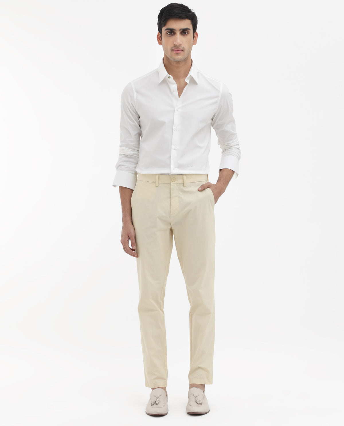 Rare Rabbit Mens Harlow Yellow Cotton Fabric Regular Fit Mid Rise Seer