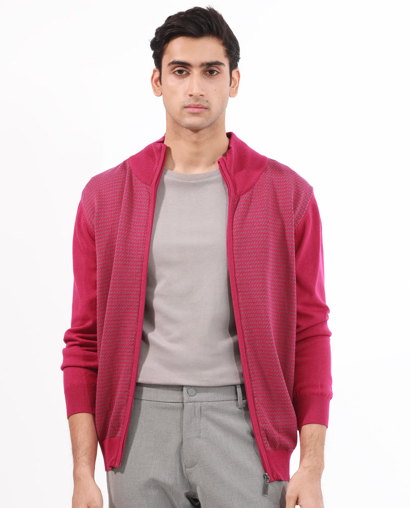 Rare Rabbit Mens Heritage Pink Sweater Full Sleeve High Neck Solid