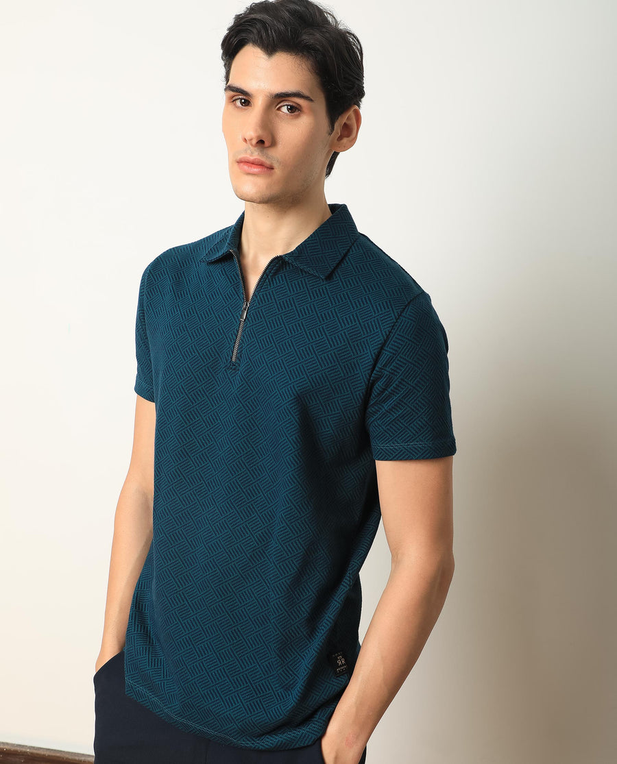 RARE RABBIT MEN'S CABETTA NAVY POLO COTTON FABRIC SHORT SLEEVES COLLAR