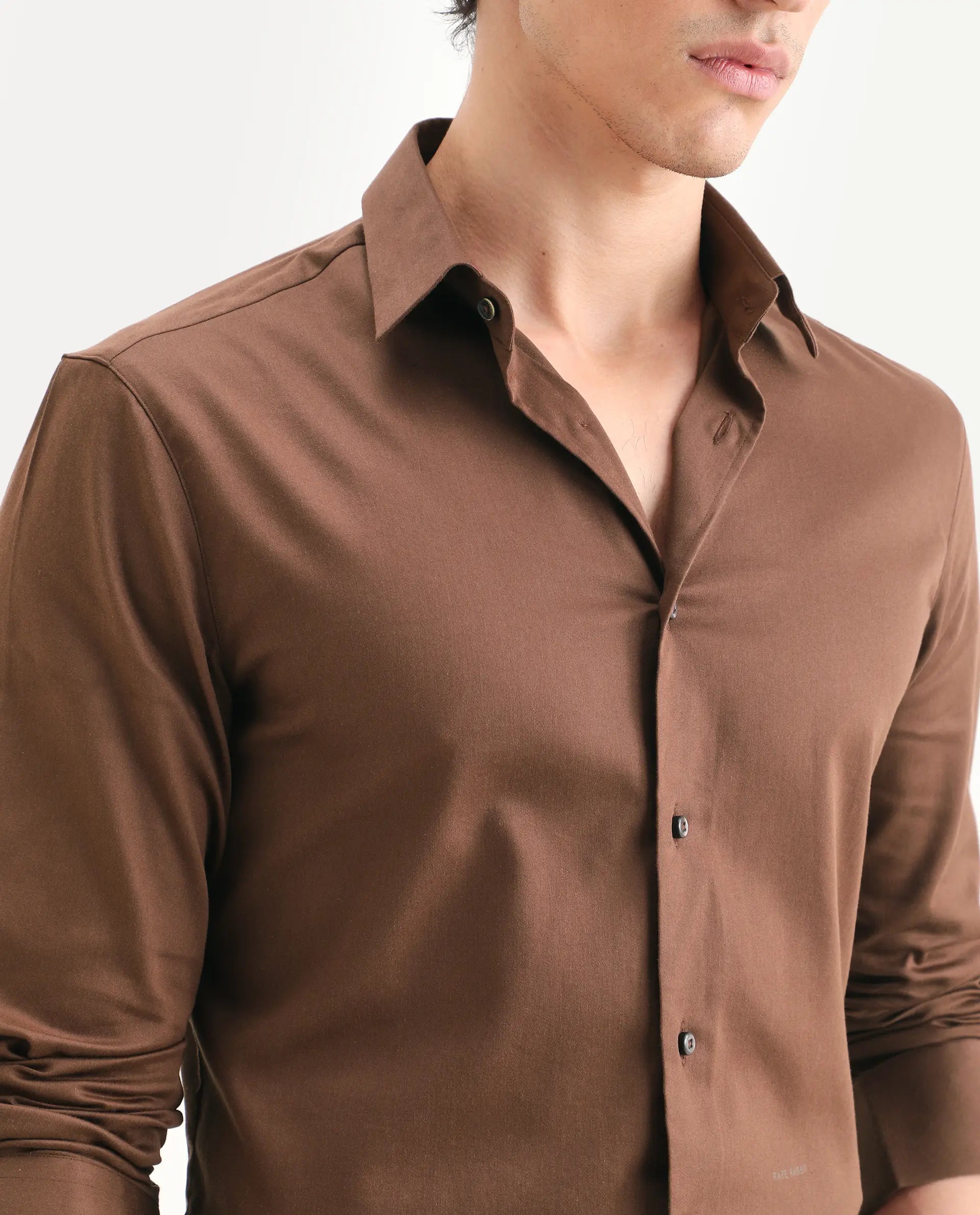 Buy Holla-Ss26 - Brown Regular Fit Plain Shirt| Rare Rabbit