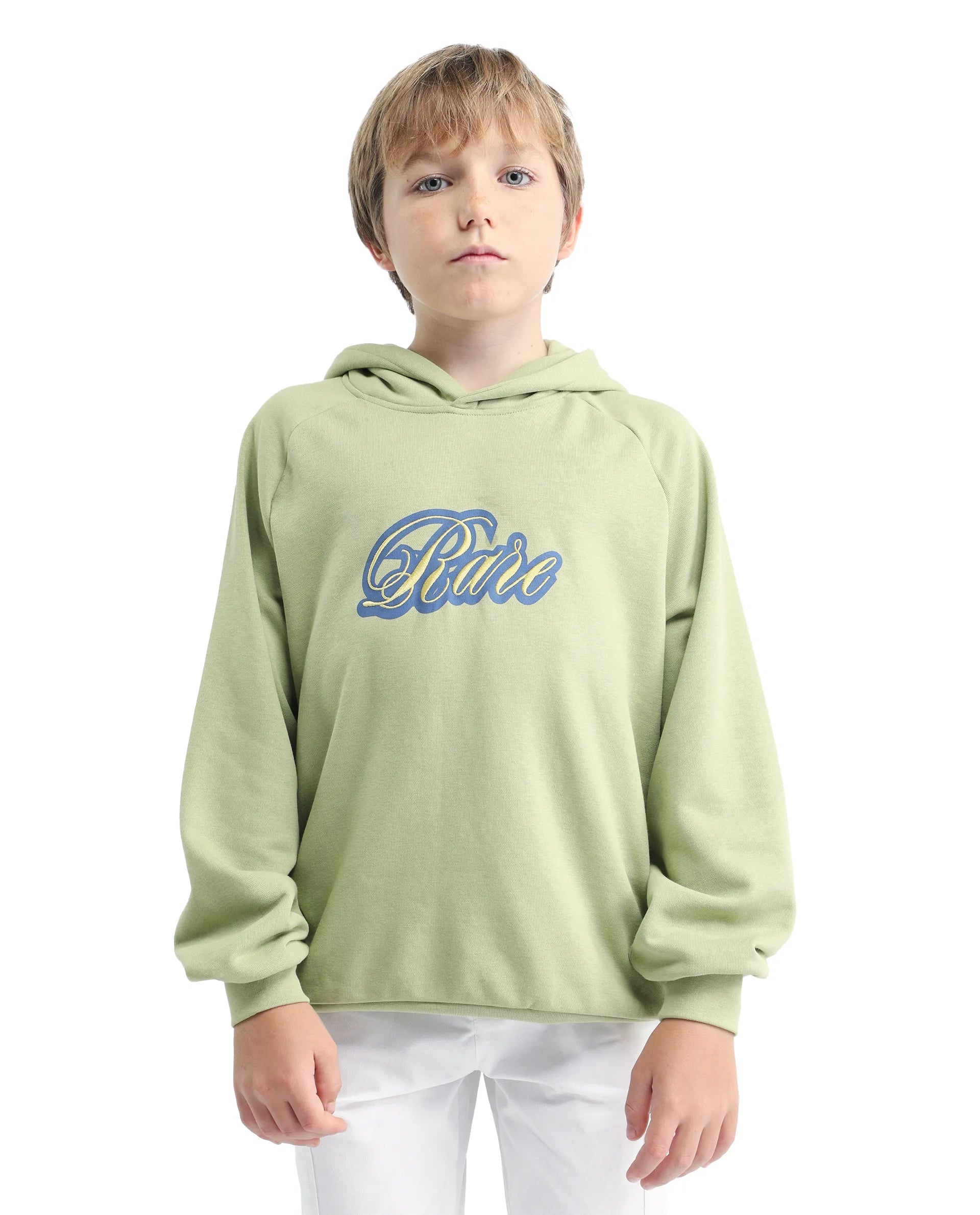Rare Ones Kids Huck Light Green Cotton Pull On Hooded Neck Full Sleeve