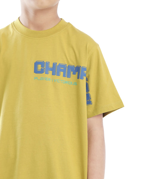 Rare Ones Kids Hype Yellow Cotton Half Sleeve Graphic Print Slip-On Cl