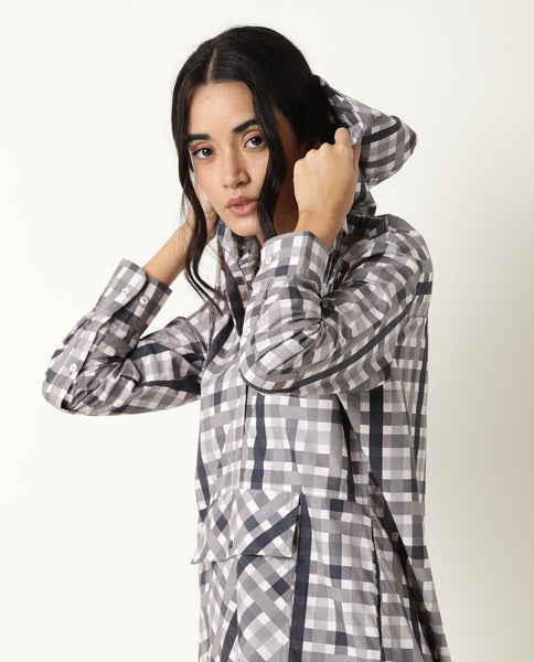 Buy Loreal - Grey Checked Knee Length Dress| Rareism