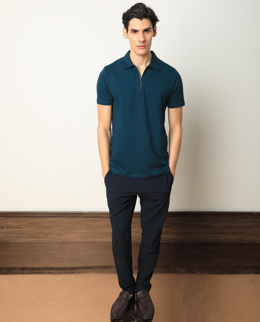 RARE RABBIT MEN'S CABETTA NAVY POLO COTTON FABRIC SHORT SLEEVES COLLAR