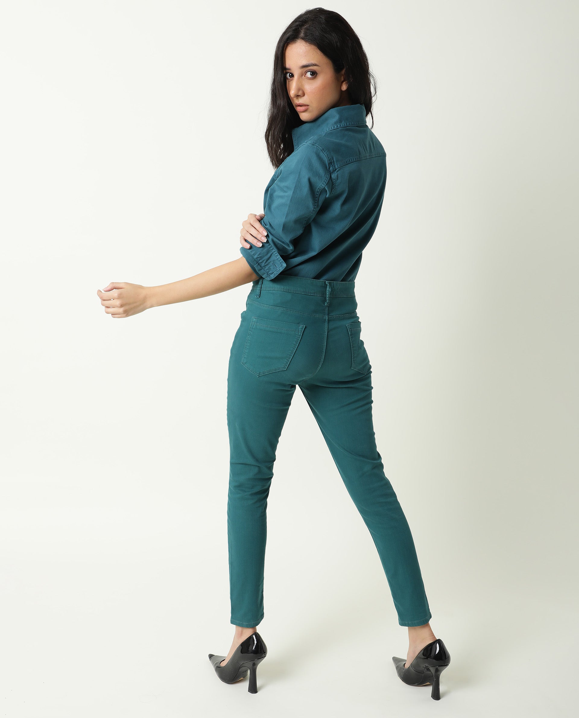 Buy Metty - Petrol Plain Slim Fit Jeans| Rareism