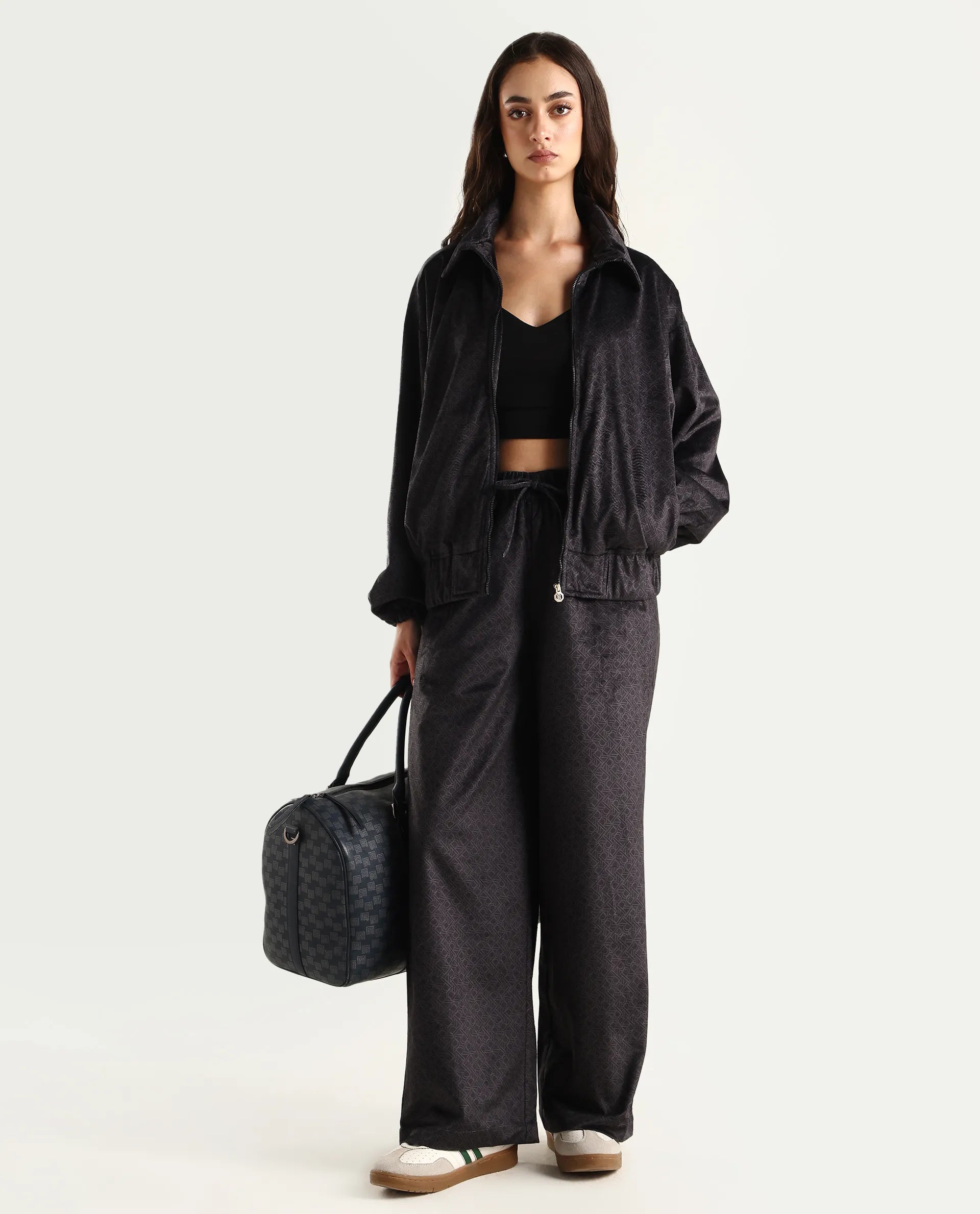 Buy Jacamo-T - Black Monogram Print Velvet Jacket| Rareism