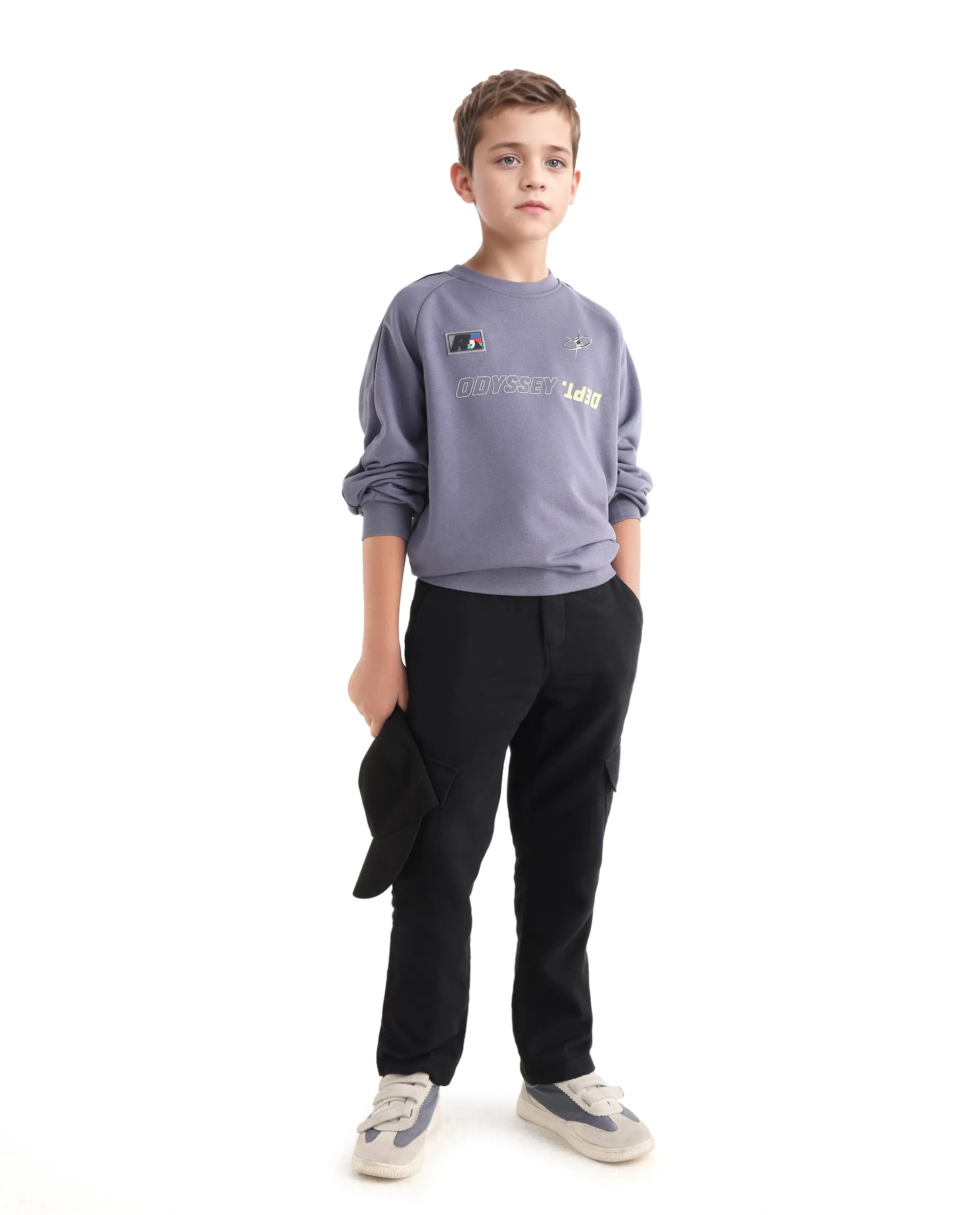 Rare Ones Kids Jag Dusky Purple Cotton Blend Hd Print Oversized Sweats