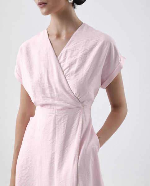 Rareism Women's Jahum Pastel Pink Viscose Blend Extended Sleeves V-Nec