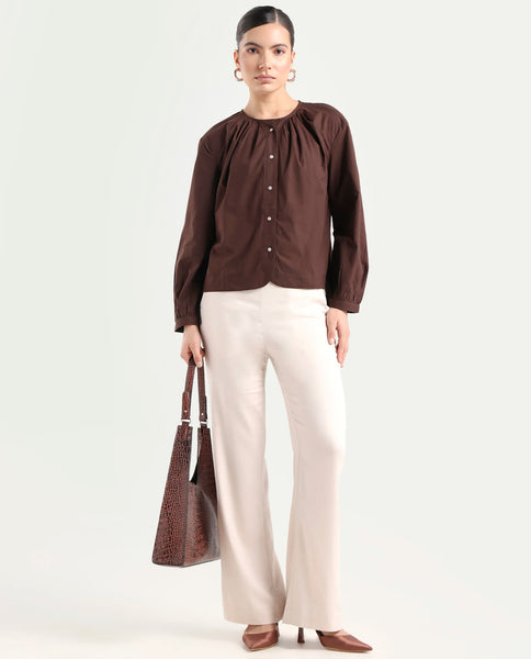 Buy Jaylo - Brown Plain Regular Fit Top| Rareism