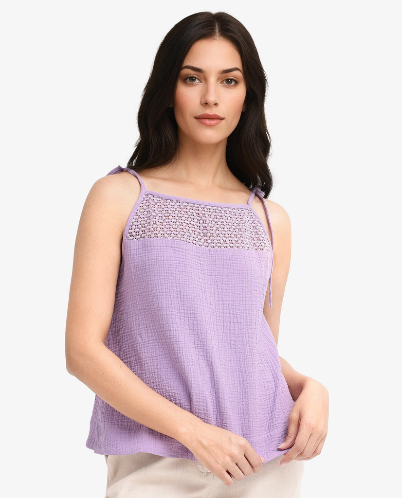 Rareism Women'S Jordyn-T Pastel Purple Cotton Fabric Sleeveless Should