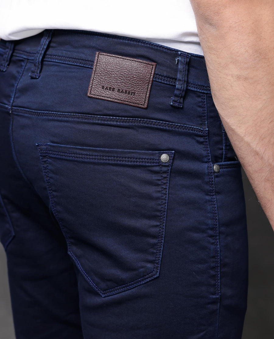 Rare Rabbit Mens Jules Blue Mid Rise Mid Wash Cotton Polyester Solid S