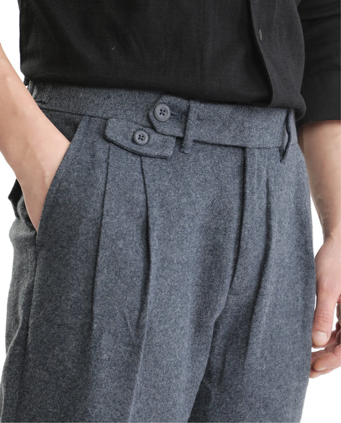 Rare Rabbit Men's Kaino Navy Button Closure Pleated Front Regular Fit