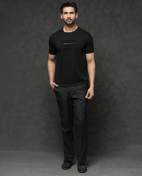 Rare Rabbit Mens Kalo Black Short Sleeve Solid Statement Graphic Print