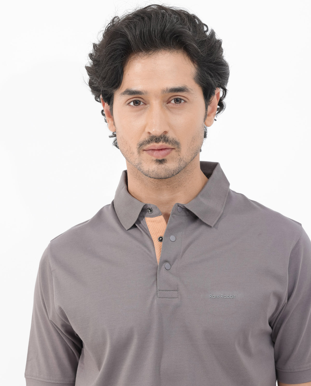 Rare Rabbit Mens Keneth Dusky Purple Contrasting Plackett Short Sleeve