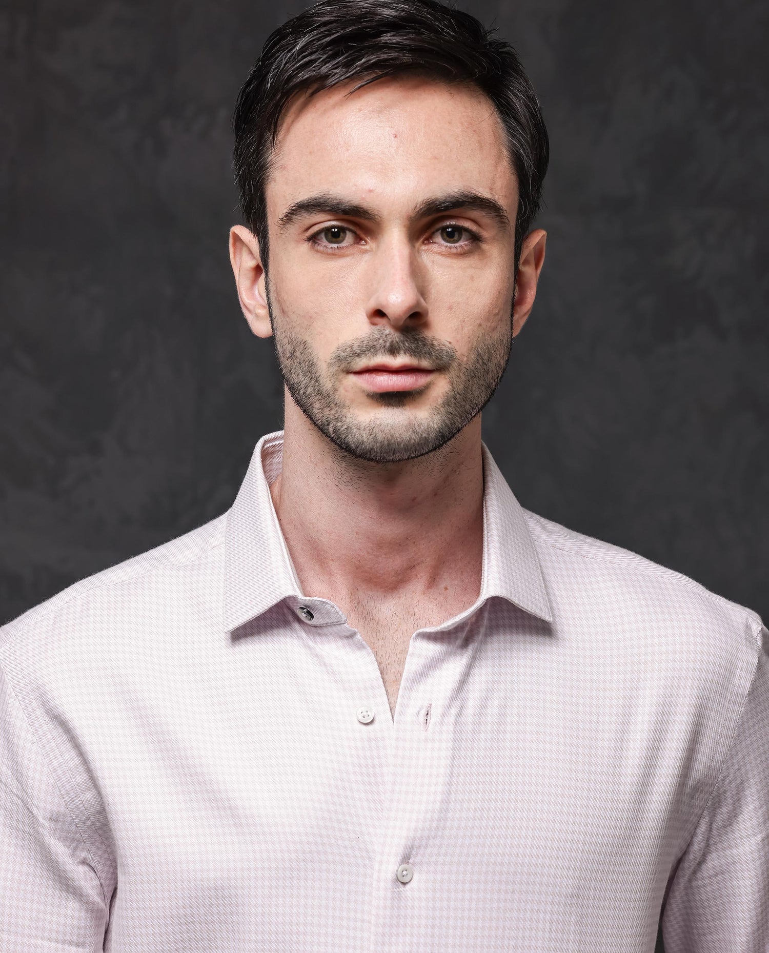 Rare Rabbit Mens Kinate Pastel Pink Full Sleeve Solid Houndstooth Chec