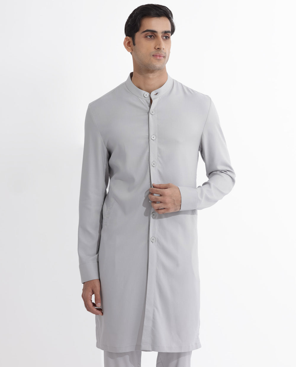 Rare Rabbit Mens Lasmos-K Light Grey Kurta