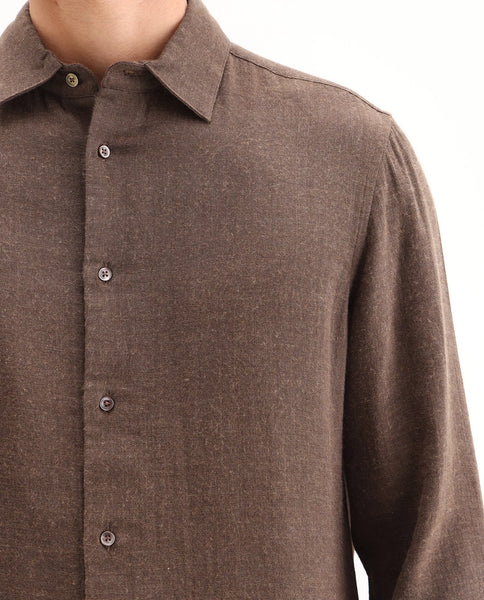 Buy Layt - Dark Brown Elevated Casual Double Cloth Shirt| Rare Rabbit