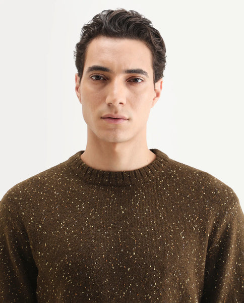 Buy Lomot - Brown Speckled Print Regular Fit Sweater| Rare Rabbit