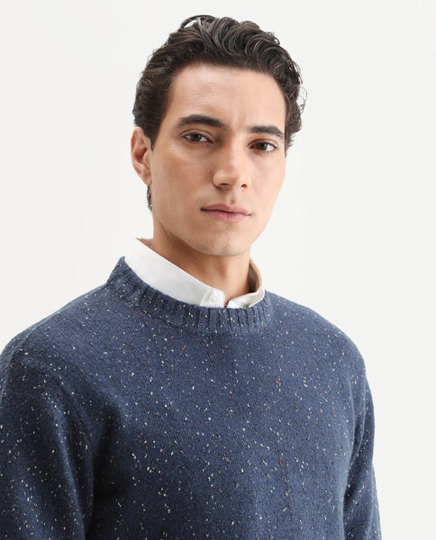 Buy Lomot - Dark Purple Speckled Print Regular Fit Sweater| Rare Rabbit