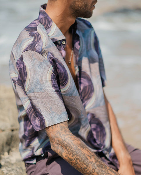 Rare Rabbit Men's Marock Dusky Olive Viscose Fabric Half Sleeves Boxy