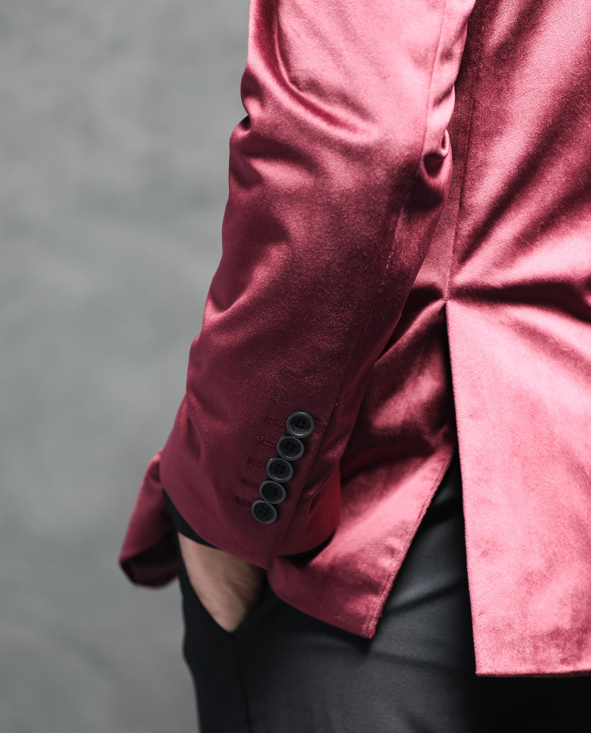 Rare Rabbit Men's Mazey Maroon Polyester Fabric Peak Lapel Single Brea