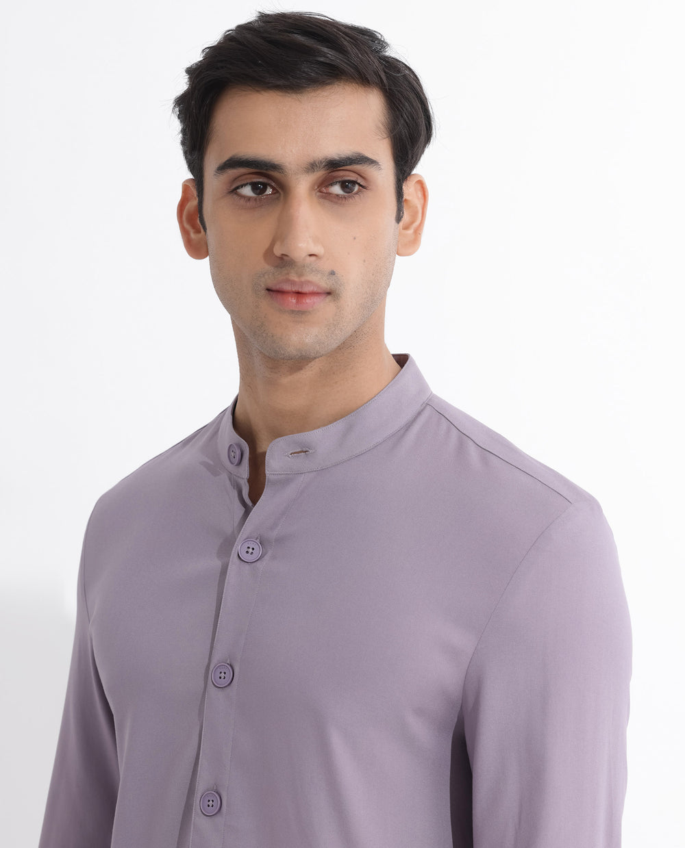 Rare Rabbit Mens Medo-K Pastel Purple Mandarin Collar Full Sleeves Kur