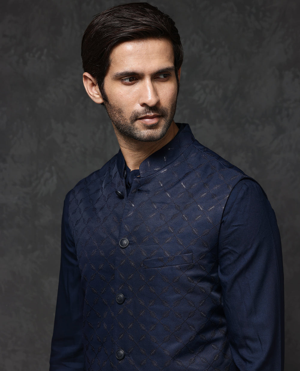 Rare Rabbit Men's Medo-Kpb Dark Navy Kurta-Suit