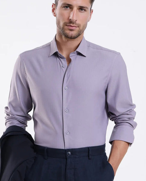 Rare Rabbit Men's Mero-25 Light Purple Viscose Striped Print Regular F