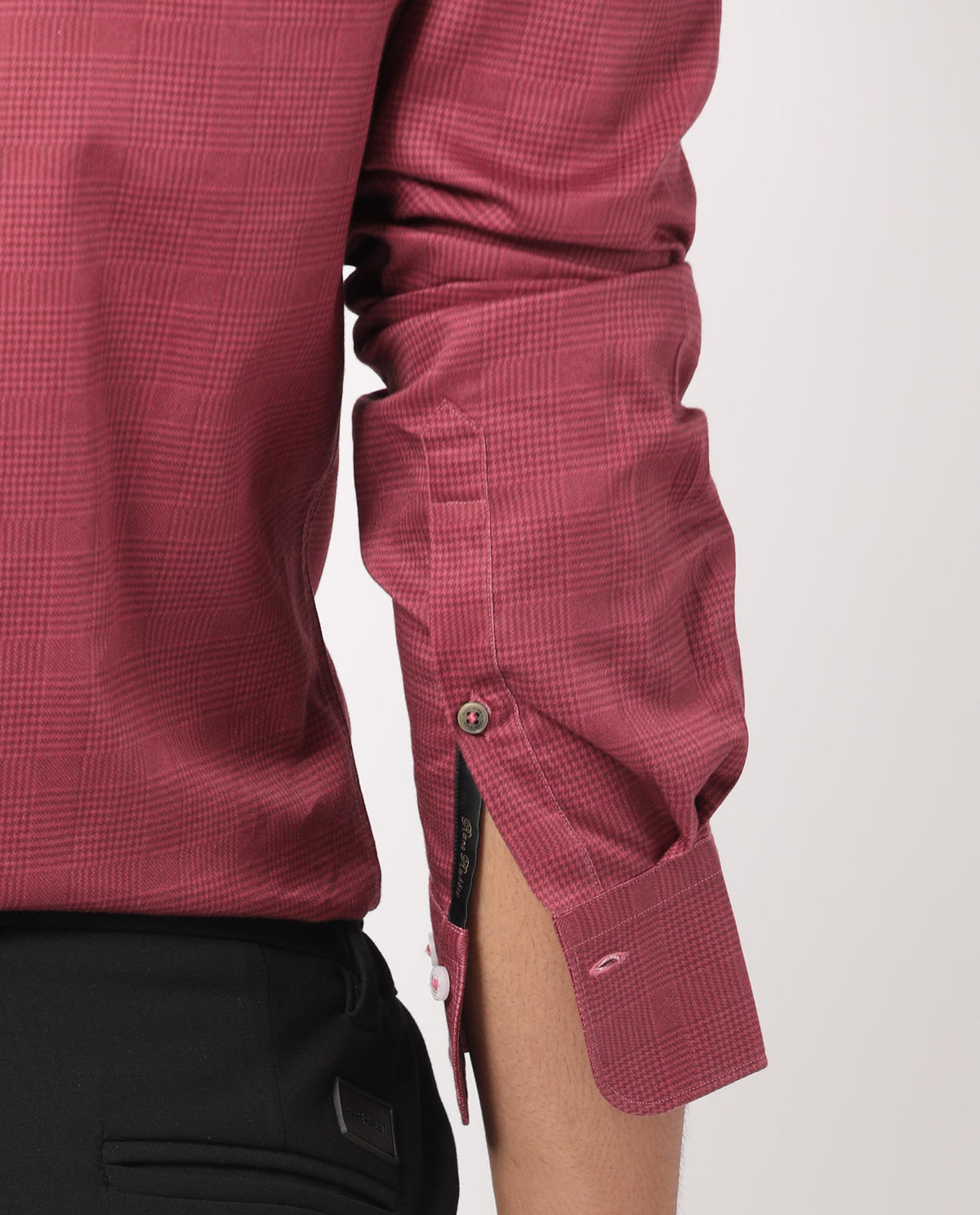 Rare Rabbit Men's Miskon Red Cotton Fabric Full Sleeves Checks Shirt