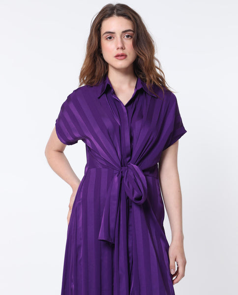 Rareism Women's Nekop Dark Purple Polyester Fabric Short Sleeves Shirt ...