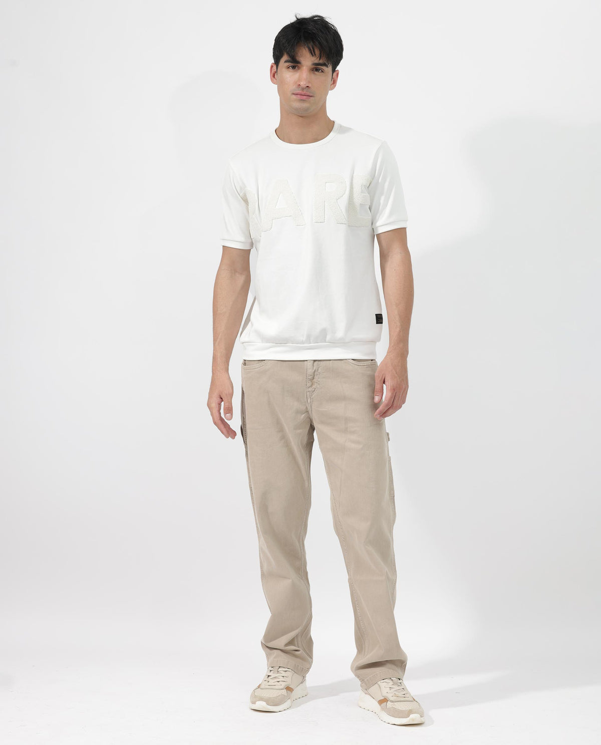 Rare Rabbit Men's Nor-2 Off White Loopback Terry Fabric Half Sleeves G