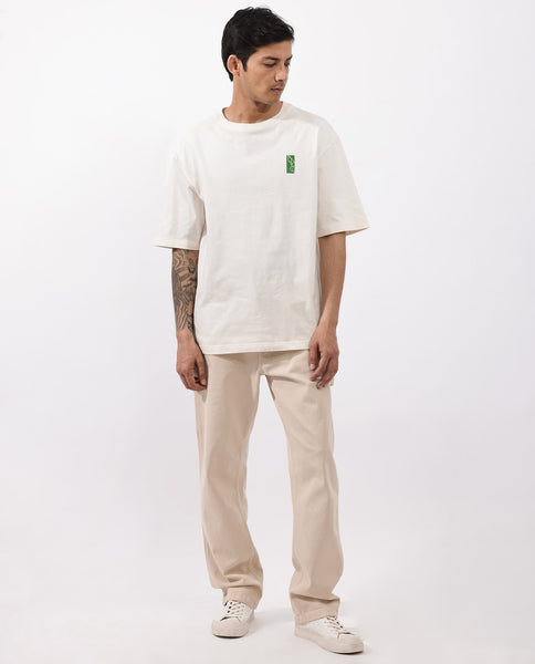 Rare Rabbit Articale Men's Oren Off White Cotton Polyester Fabric Crew