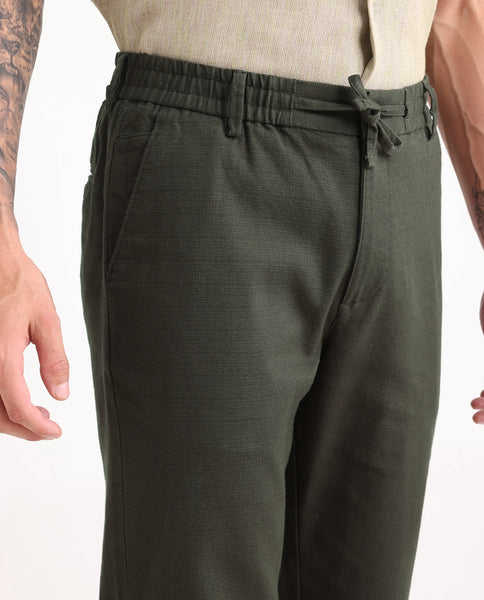 Rare Rabbit Men's Oros Dark Green Cotton Blend Fabric Regular Fit Plai