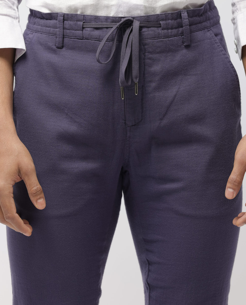 Rare Rabbit Men's Pastor-2 Dusky Purple Solid Mid-Rise With Drawstring