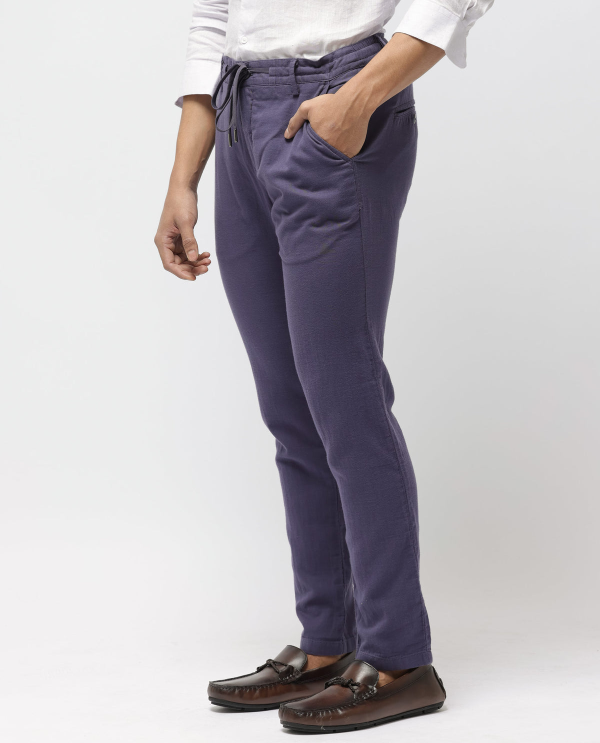 Rare Rabbit Men's Pastor-2 Dusky Purple Solid Mid-Rise With Drawstring