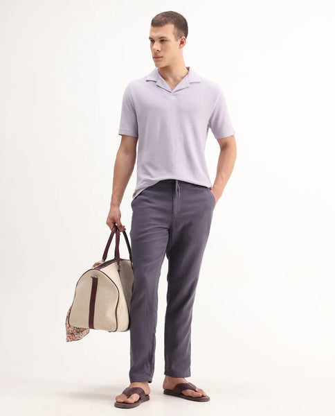 Rare Rabbit Men Pastor-Aw25 Dusky Purple Cotton Fabric Drawstring Clos