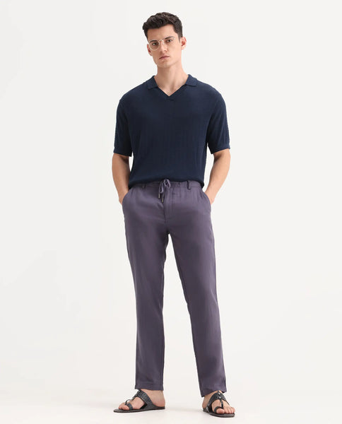 Rare Rabbit Men Pastor-Aw25 Dusky Purple Cotton Fabric Drawstring Clos