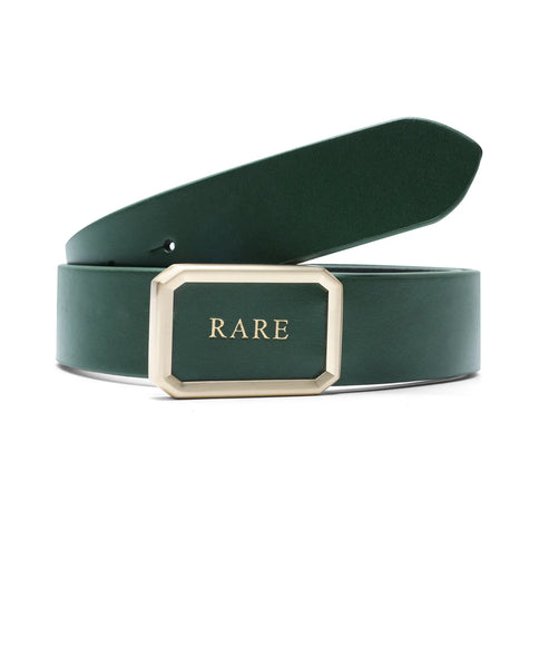 Buy Poze - Emrald Green Engraved Buckle Leather Belt| Rare Rabbit