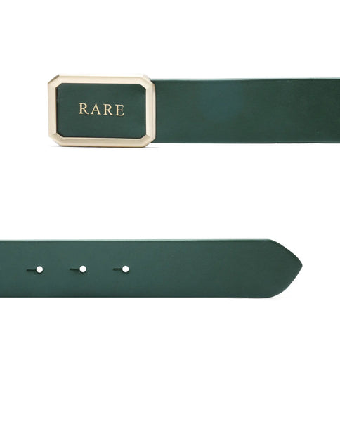 Buy Poze - Emrald Green Engraved Buckle Leather Belt| Rare Rabbit